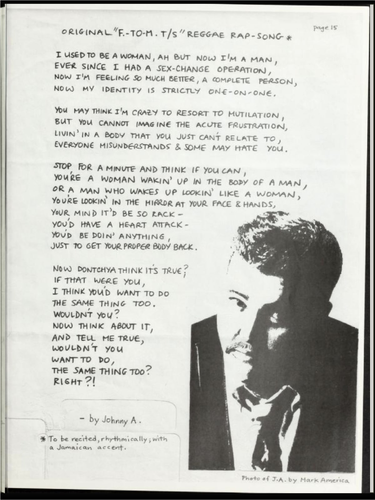 1984 – 1997 Johnny Science – Drag King History